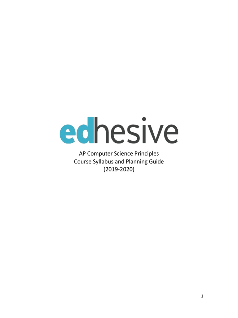 Edhesive Ap CSP Syllabus and Planning Guide 2019-20 | PDF | Programming ...