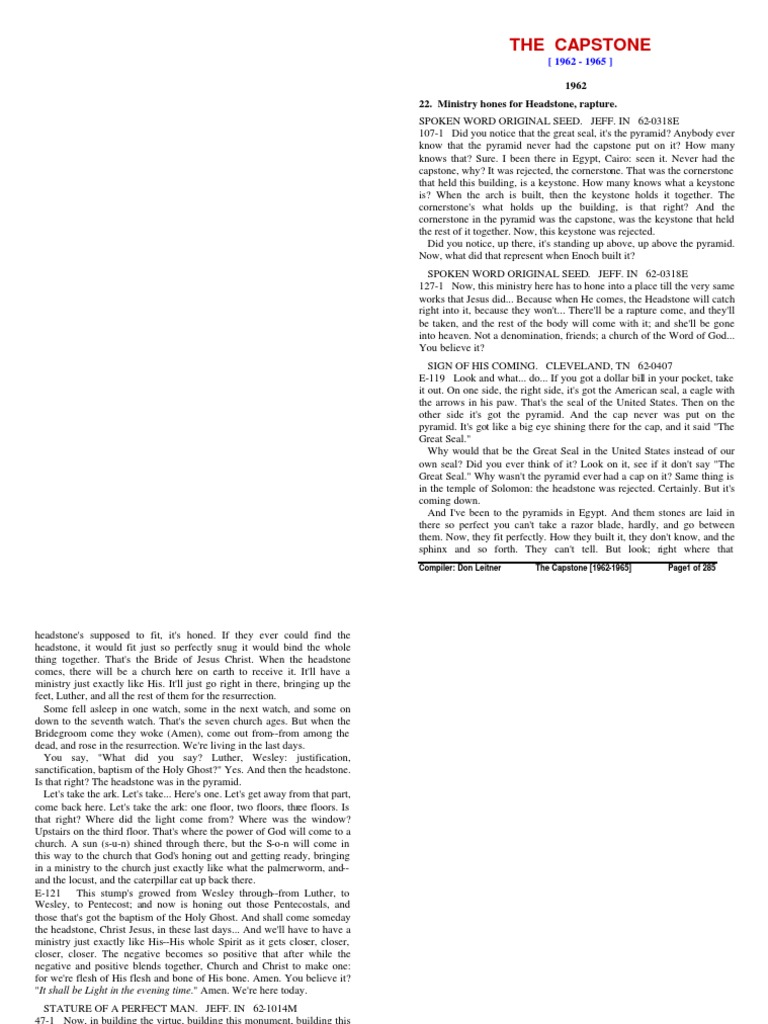 The Capstone Booklet | PDF | Revelation | Jesus