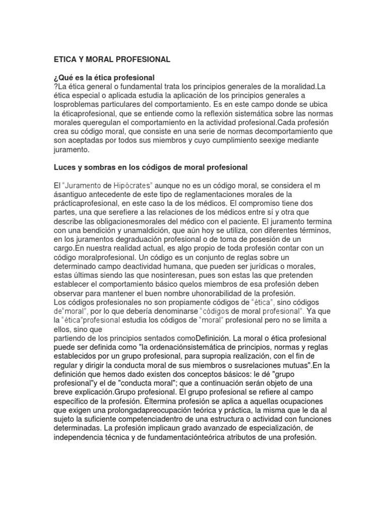Etica y Moral Profesional | PDF | Moralidad | Comportamiento