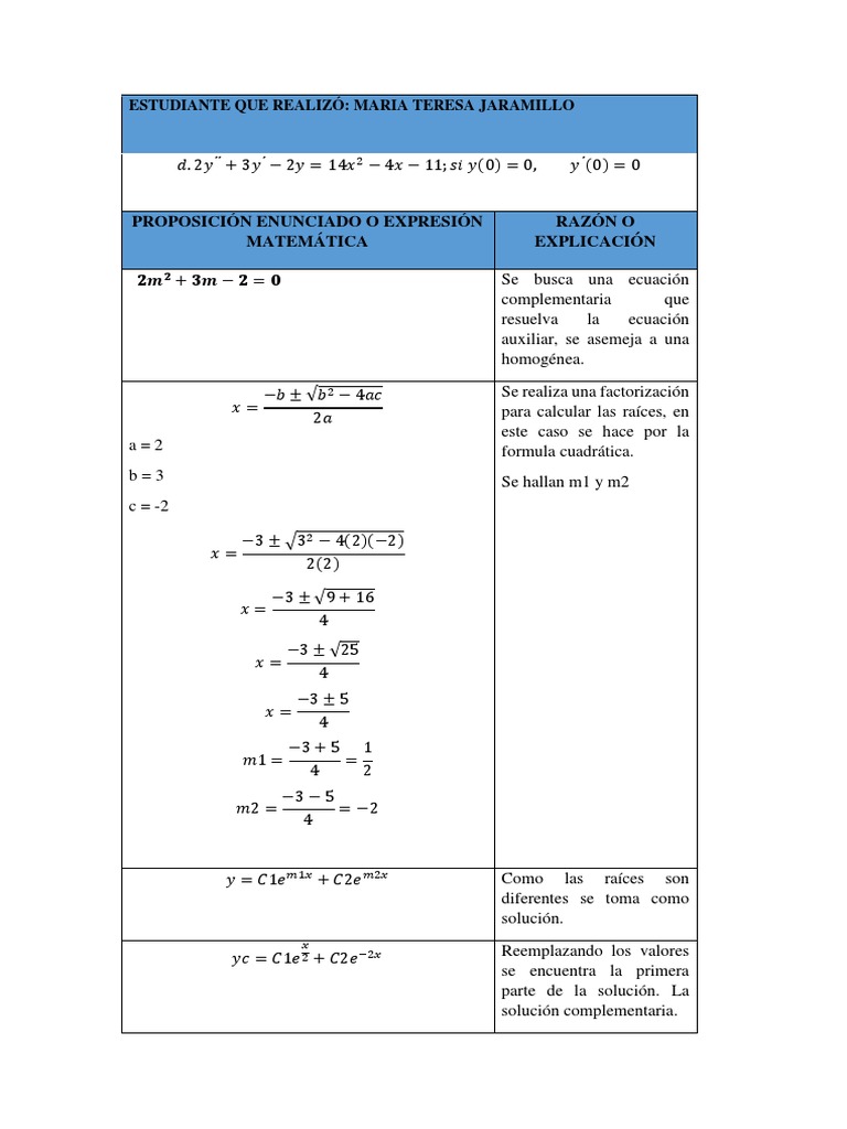 Ejercicio 2D | PDF | Ecuación cuadrática | Ecuaciones