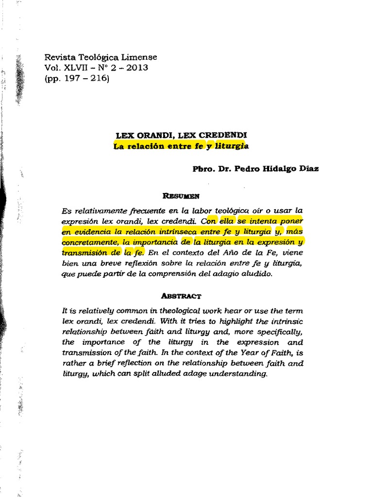 Lex Orandi, Lex Credendi | PDF | eucaristía | Fe