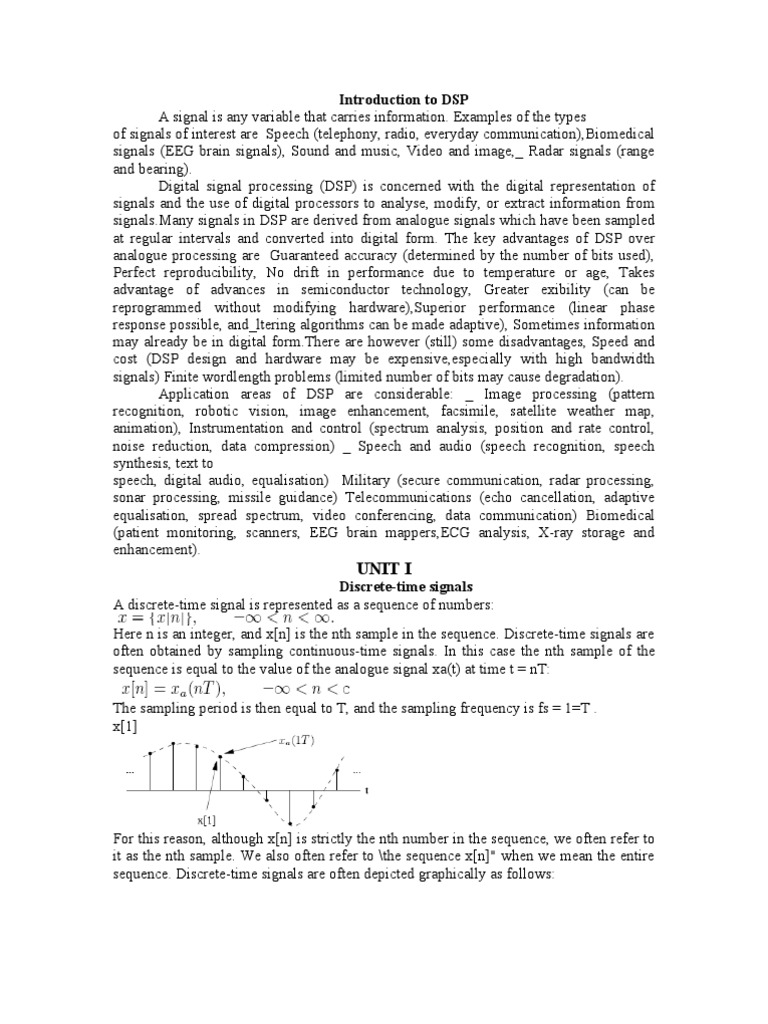 Introduction To DSP: Unit I | PDF