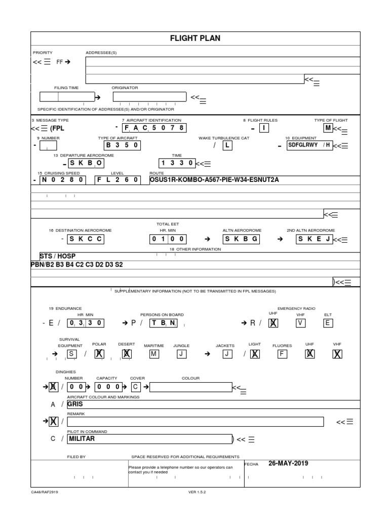 I Cao Flight Plan | PDF | Aviation | Aircraft