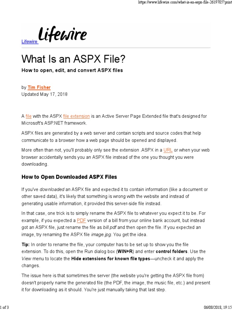 What Is An ASPX File?: How To Open, Edit, and Convert ASPX Files | PDF | World Wide Web ...