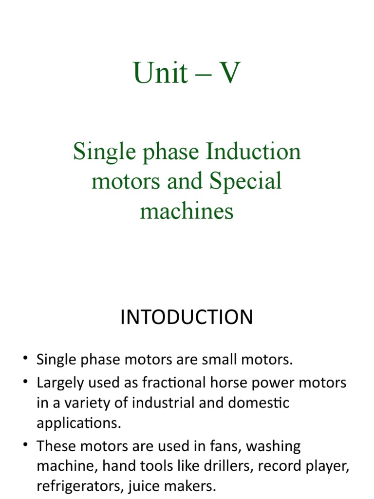 Single Phase Induction Motors Overview | PDF | Electric Motor | Force