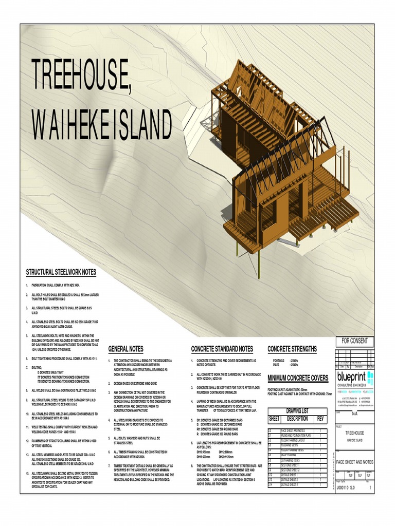 Treehouse, Waiheke Island: Structural Steelwork Notes | PDF ...