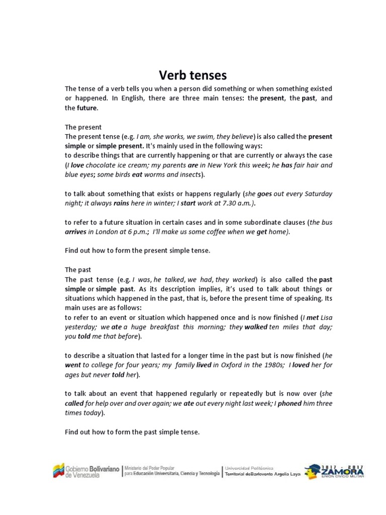 Verb Tenses Review | PDF | Question | Grammatical Tense