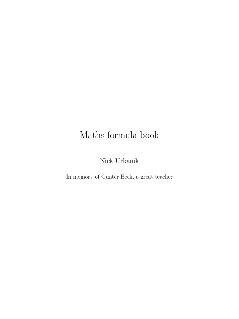 Maths Formula Book: Nick Urbanik | PDF | Zero Of A Function | Area