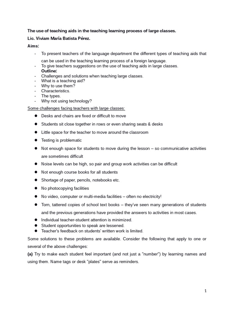 Teaching Aids for Large Classes | PDF | Blog | Internet Forum