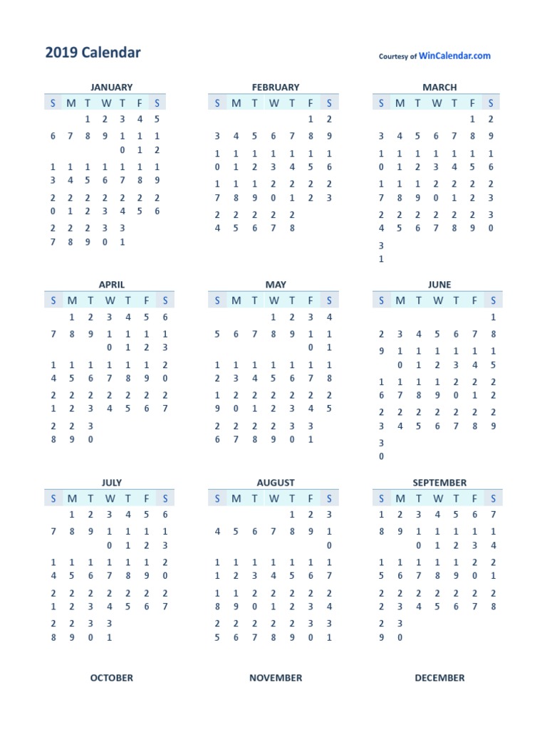 Calendario 2019 | PDF