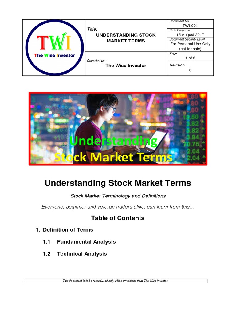 Understanding Stock Market Terms | PDF | Stocks | Stock Market