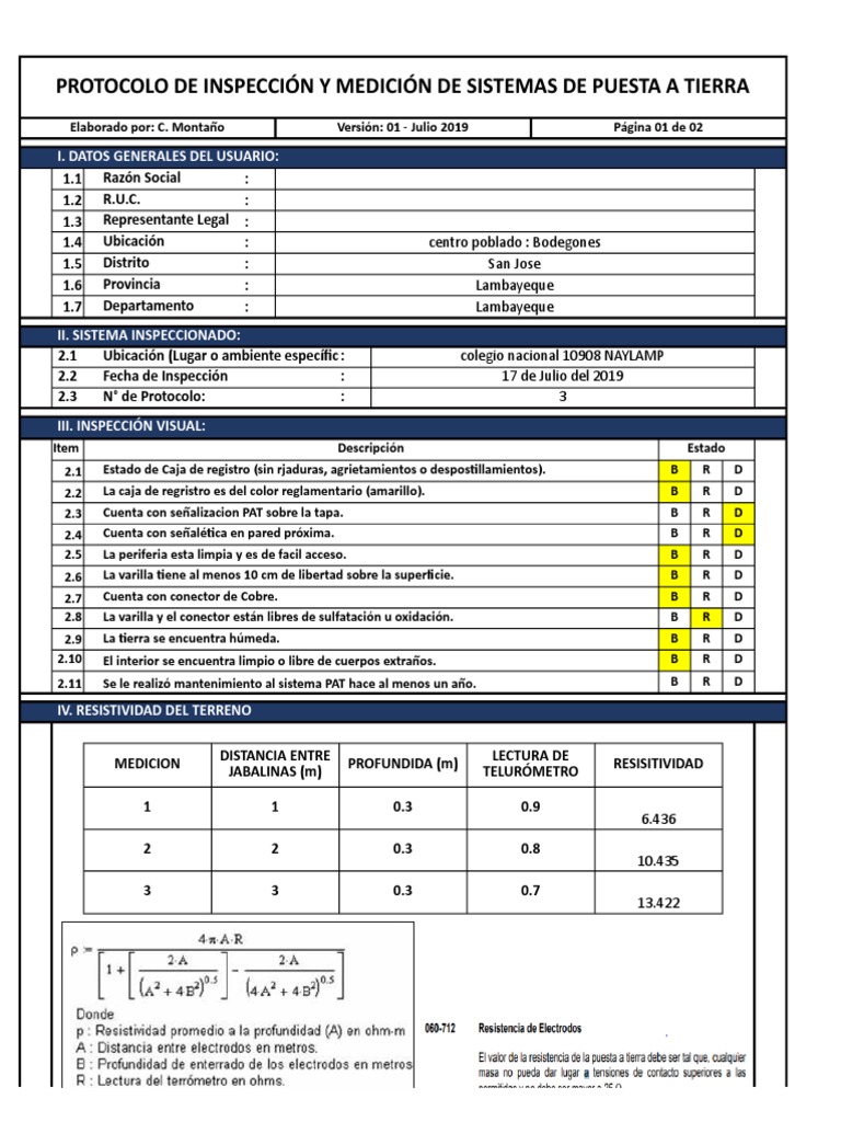 Protocolo Puesta A Tierra Utp-1 | PDF