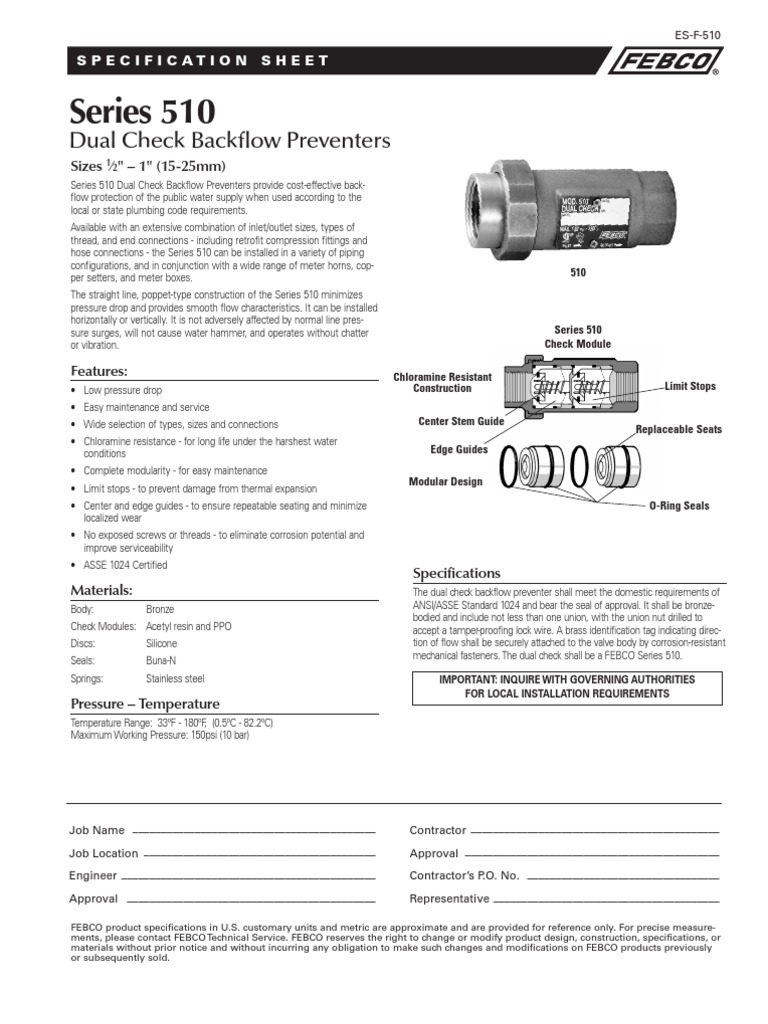 Series 510 Specification Sheet | PDF | Home & Garden