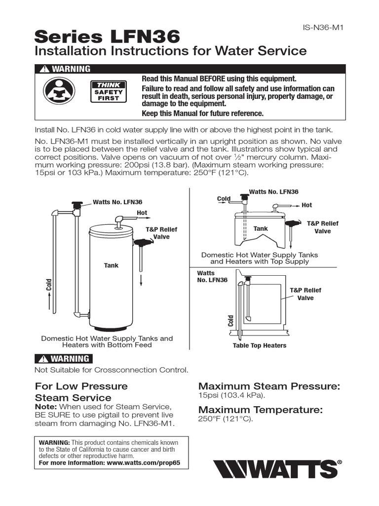 Series N36-M1, LFN36-M1 Installation Instructions | PDF | Water Heating ...