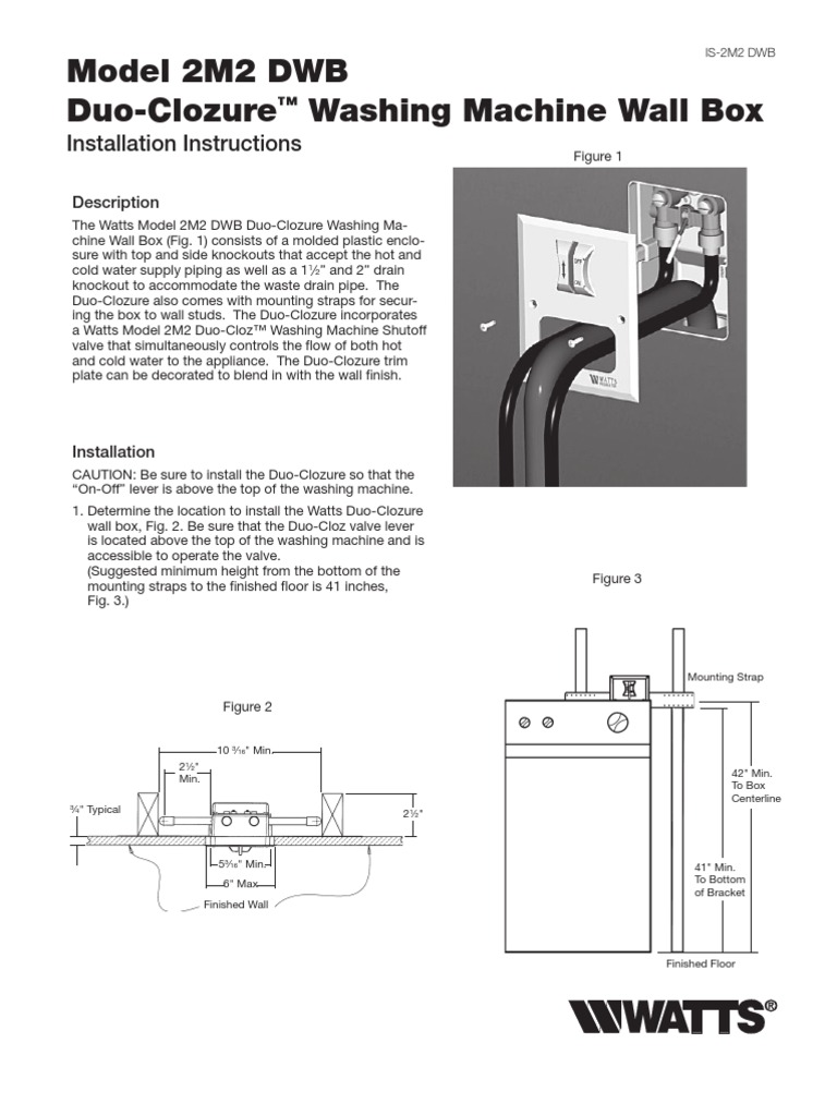 Model 2M2 DWB Duo-Clozure Washing Machine Wall Box Installation ...