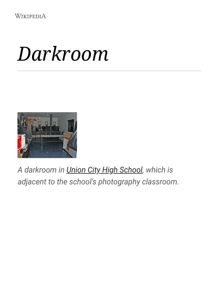 Darkroom: A Darkroom In, Which Is Adjacent To The School's Photography ...