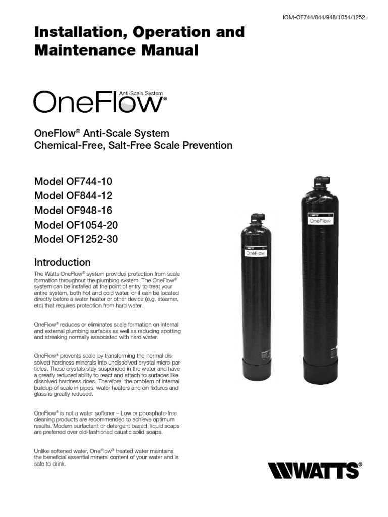 OneFlow OF744-10, OF844-12, OF948-16, OF1054-20, OF1252-30 Installation ...