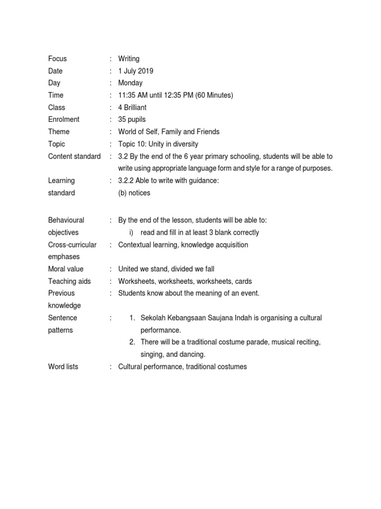 Notice | PDF | Teachers | Lesson Plan