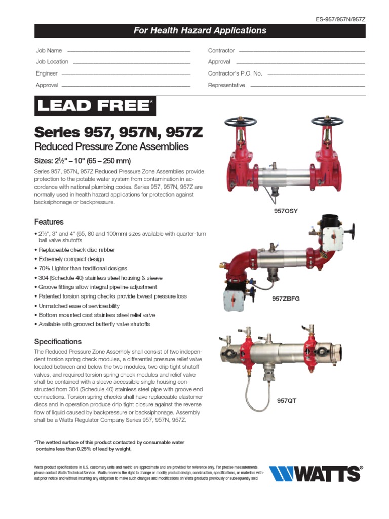 Series 957, 957N, 957Z | PDF | Valve | Plumbing