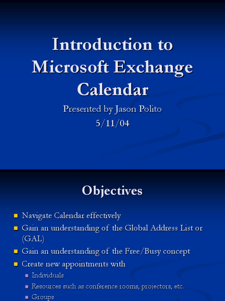 Introduction to Microsoft Exchange Calendar | PDF | Microsoft Outlook ...