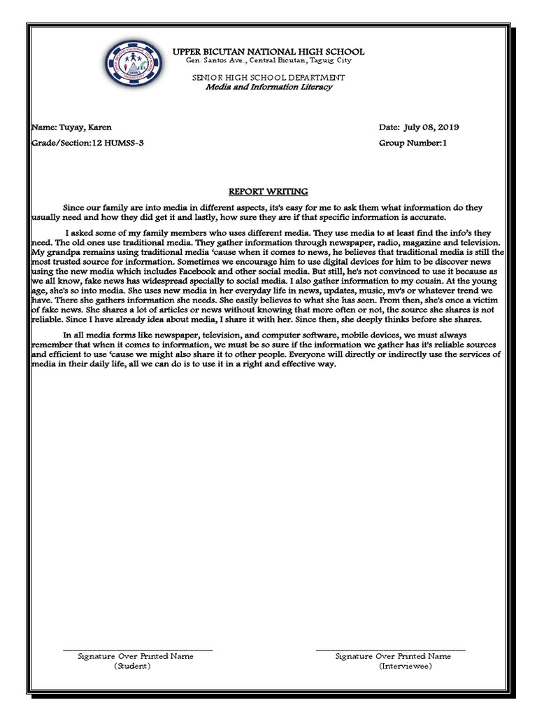 Assignment-Report Writing Format | PDF | News | Mass Media