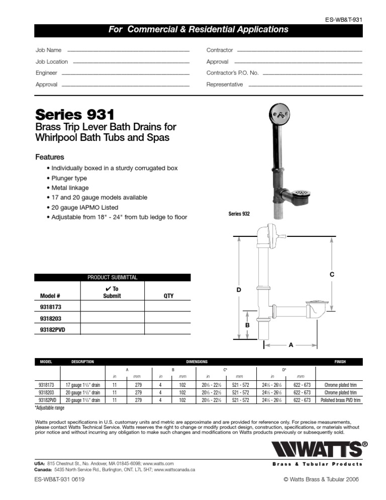 Series 931 Specification Sheet | PDF