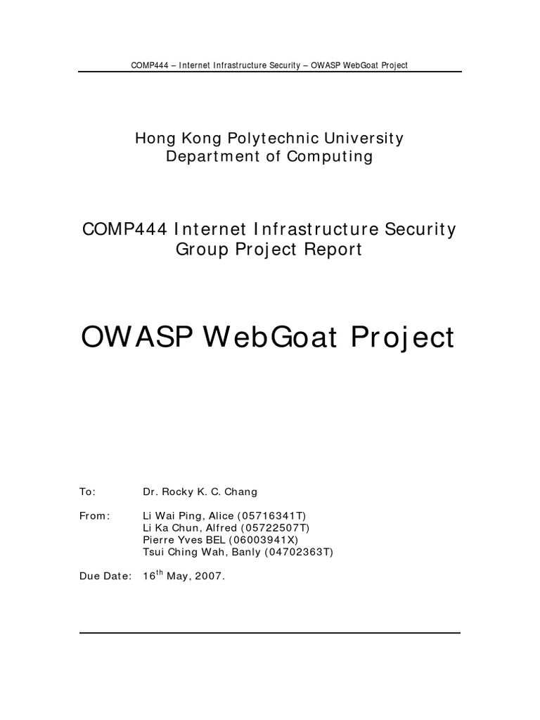 WebGoat Project: Security Vulnerabilities | PDF | Http Cookie | Hypertext Transfer Protocol