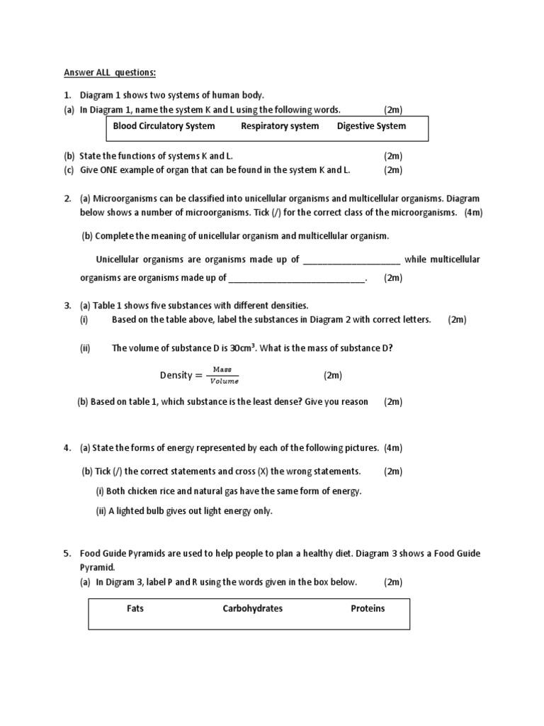 Sains Exam Paper Form2 2016 | PDF | Microorganism | Mammals
