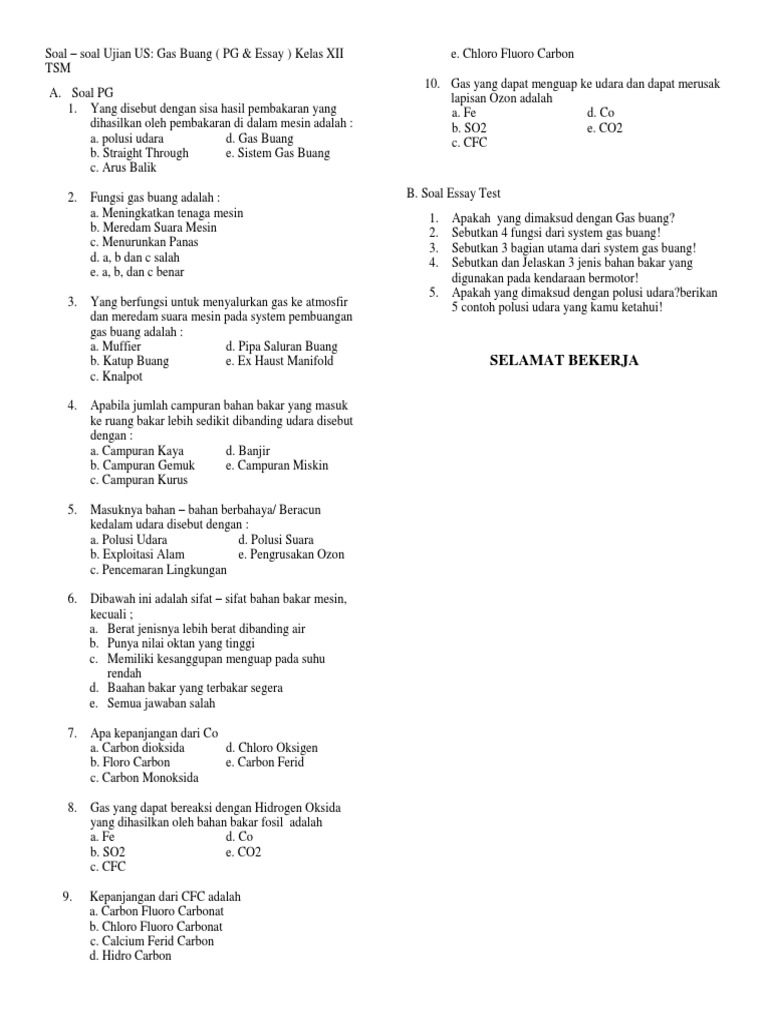 Soal PSSM Sepeda Motor | PDF | Teknologi & Rekayasa