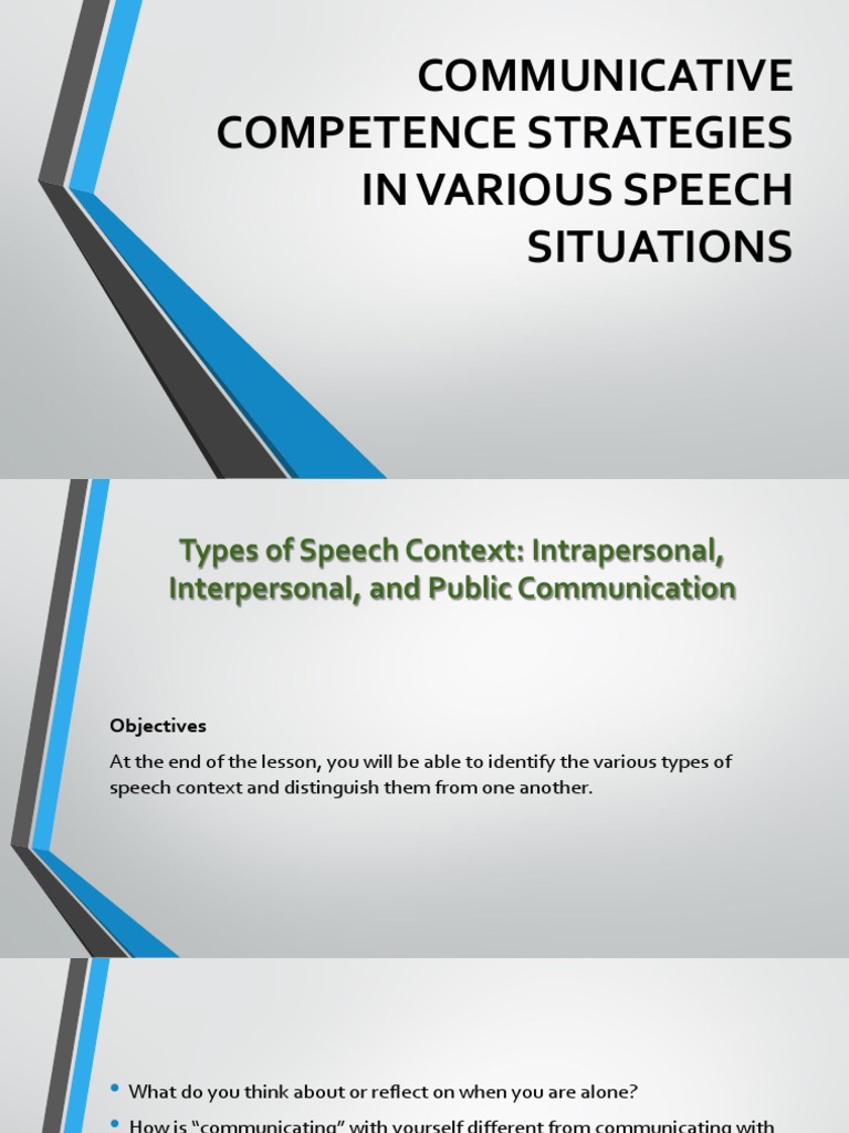 Communicative Competence Strategies in Various Speech Situations | PDF ...