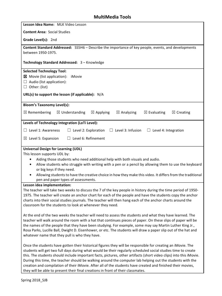 Multimedia Lesson Plan Pdf Multimedia Teachers
