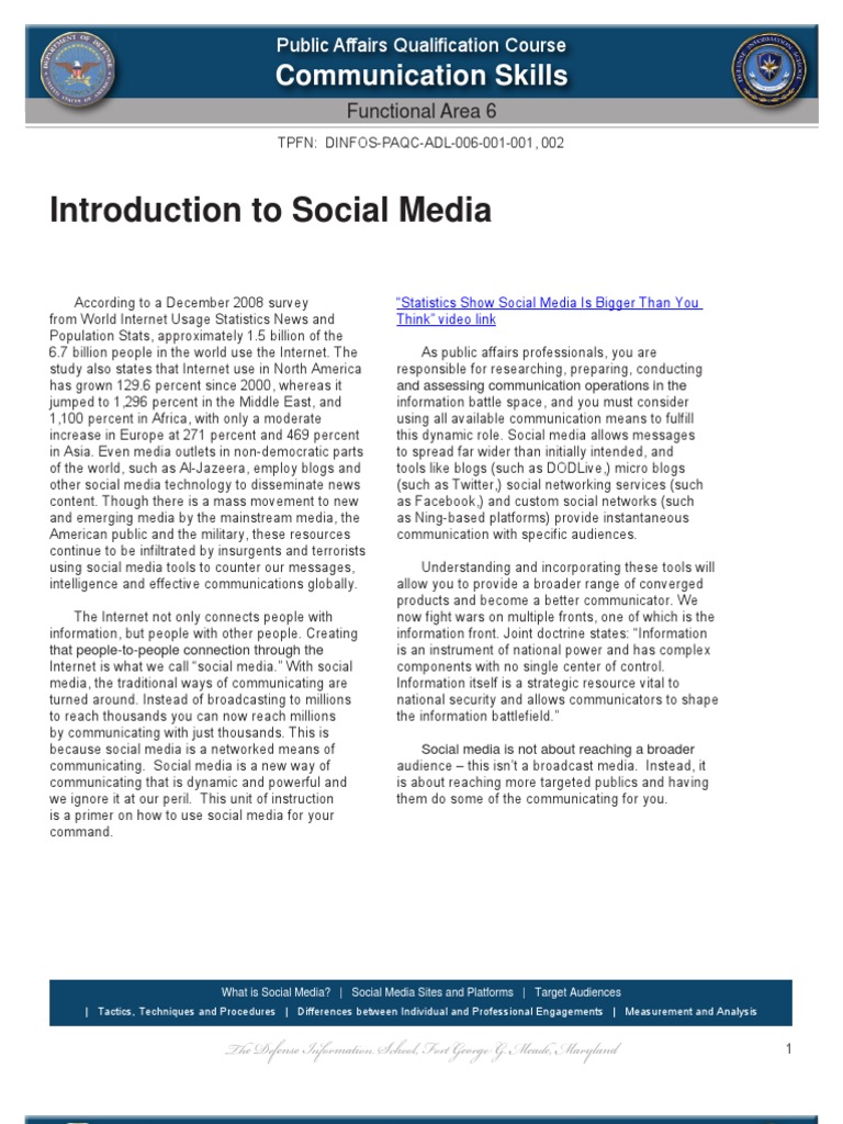 Introduction To Social Media: Communication Skills | PDF | Social Media ...
