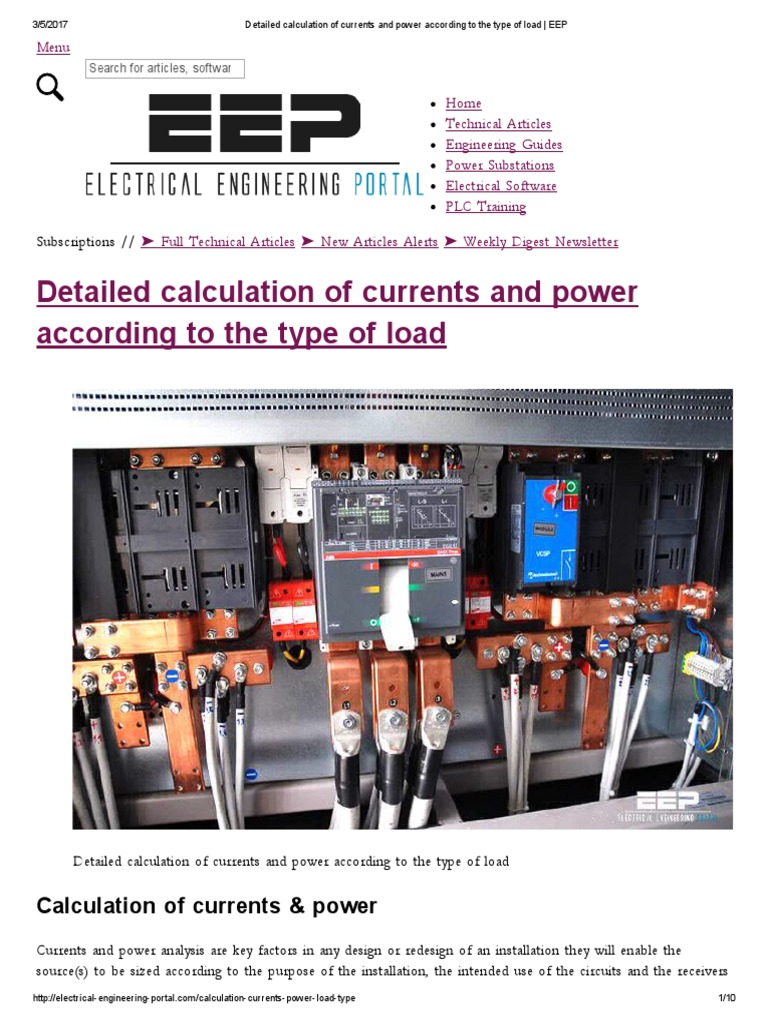 Detailed Calculation of Currents and Power According To The Type of Load - EEP | PDF | Ac Power ...