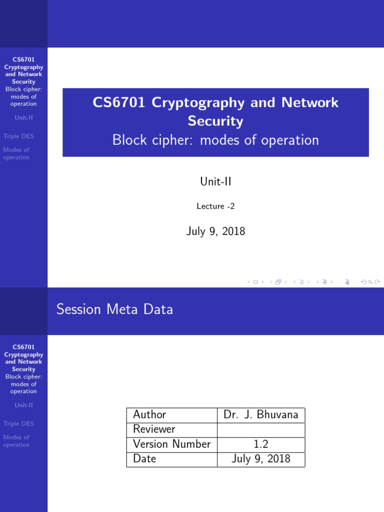 Modes Of Operation And Multiple Encryption Techniques For Block Ciphers An Overview Of Triple 