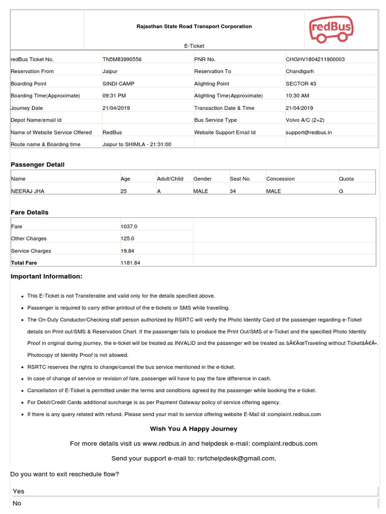 RedBus Ticket TN5M83990556 | PDF | Identity Document | Ticket (Admission)
