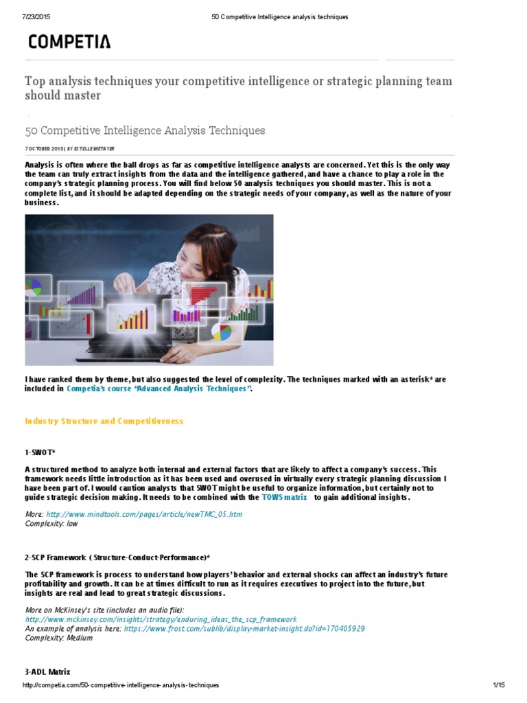 50 Competitive Intelligence Analysis Techniques | PDF | Strategic ...