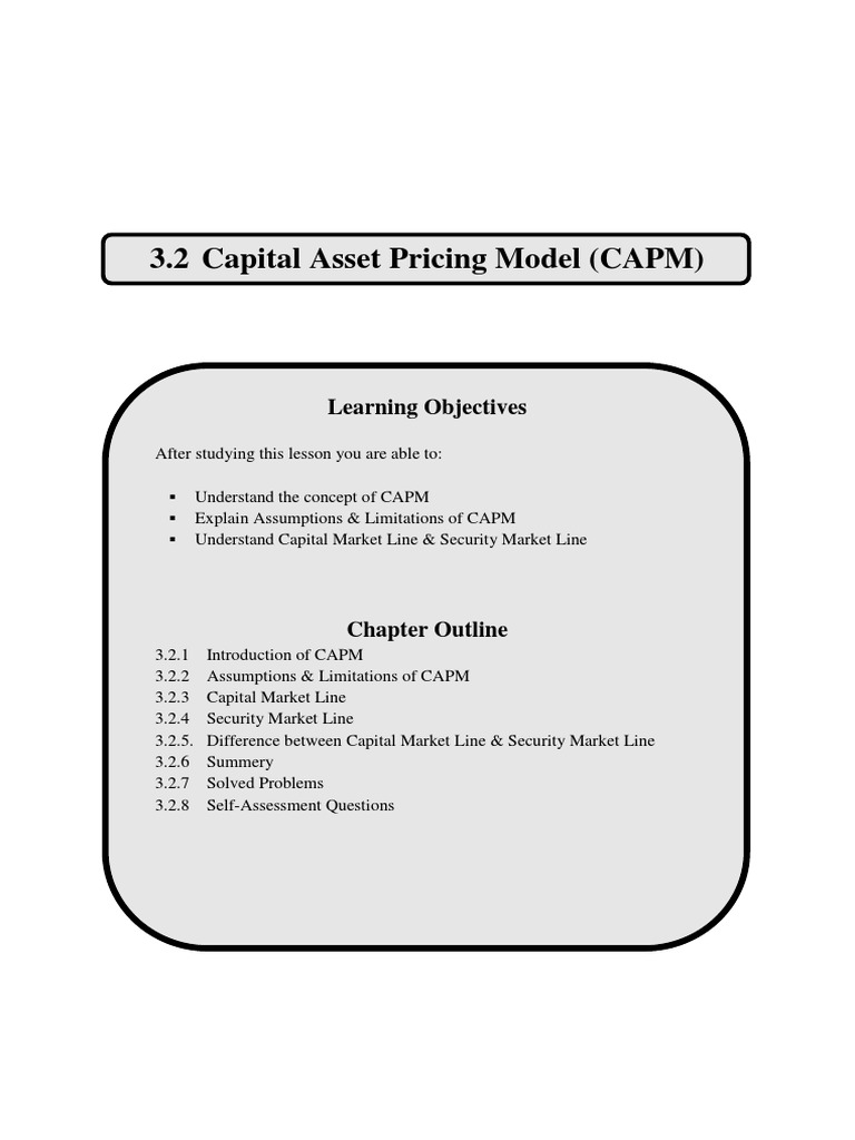 3.2 Capital Asset Pricing Model (CAPM) | PDF | Capital Asset Pricing ...