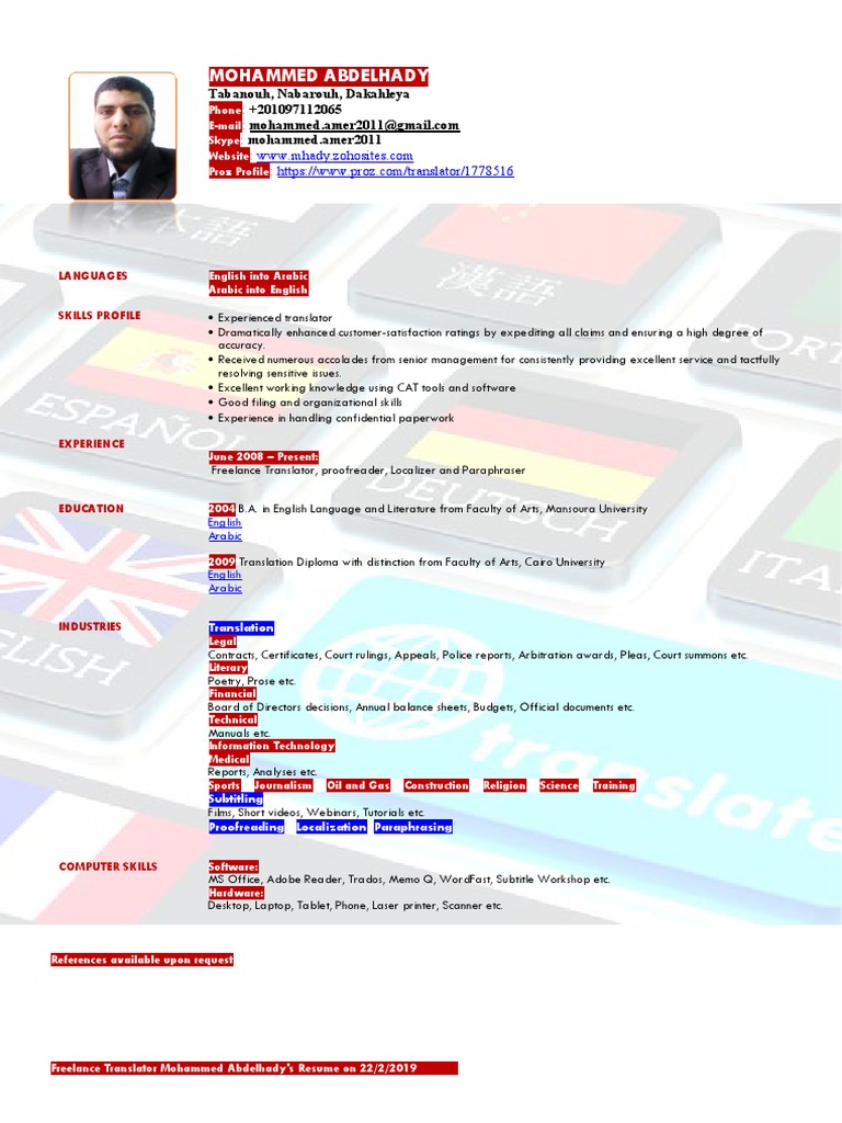Mohammed Amer CV | PDF | Translations | Computing