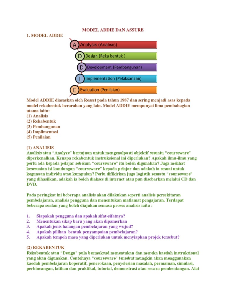 Model Addie Dan Assure Soalan 1 | PDF