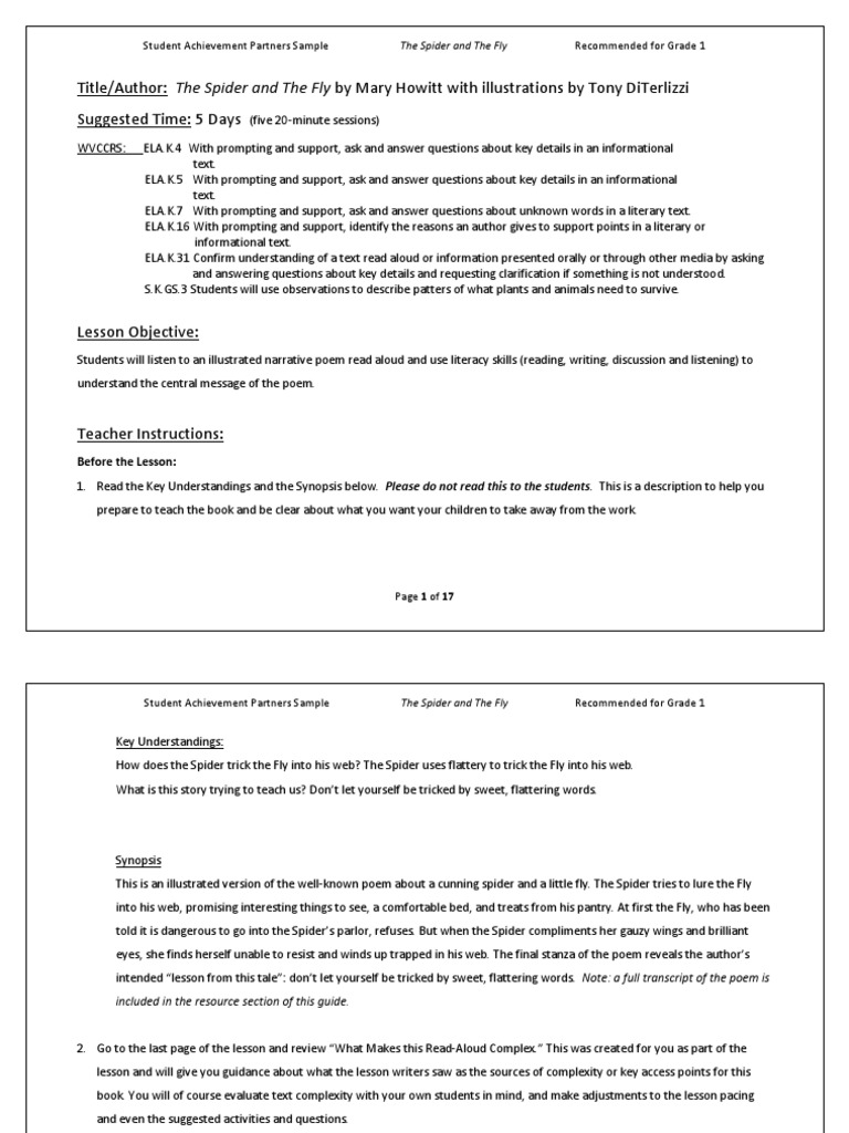 Corrected LP The Spider and The Fly | PDF | Vocabulary | Books