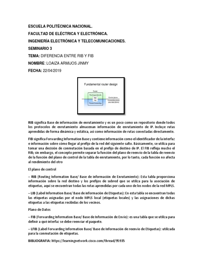Diferencias entre RIB y FIB en redes | PDF | Cambio de etiquetas ...