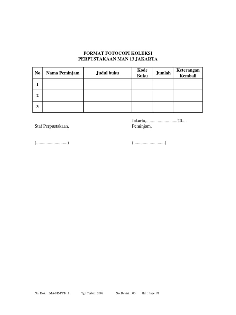 11 Permohonan Fotocopy Koleksi | PDF