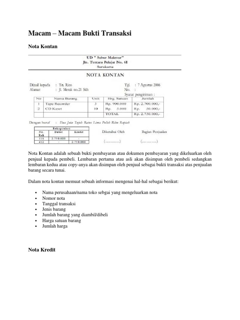 Jenis Jenis Transaksi | PDF