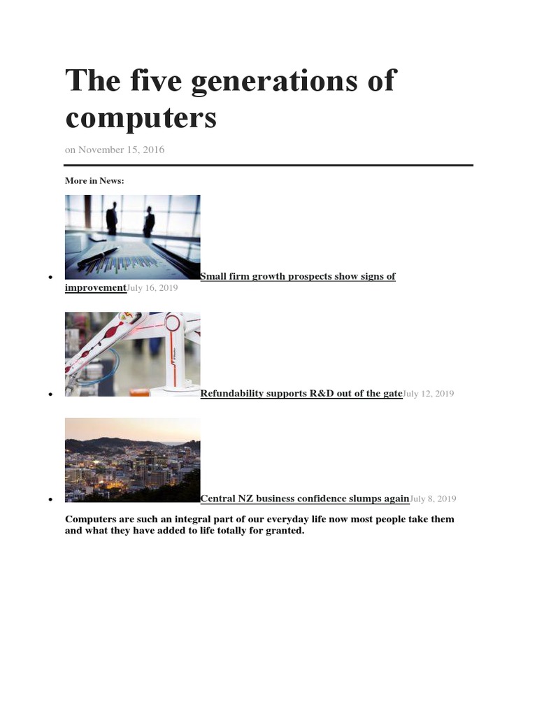The Five Generations of Computers: On November 15, 2016 | PDF | Microprocessor | Central ...