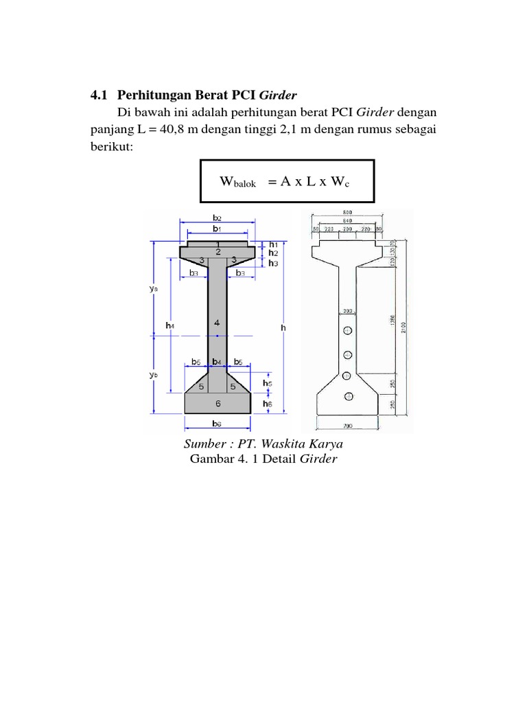 Perhitungan Berat PCI Girder | PDF