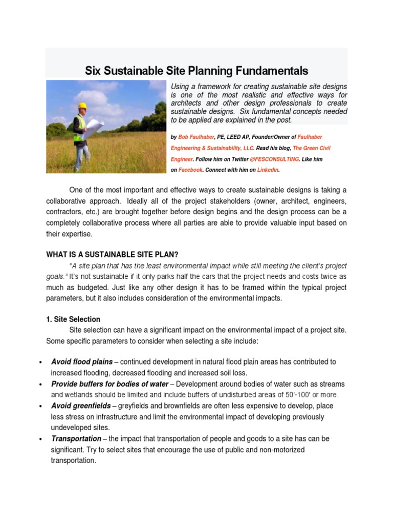 Six Fundamentals of Sustainable Site Planning | PDF | Stormwater ...
