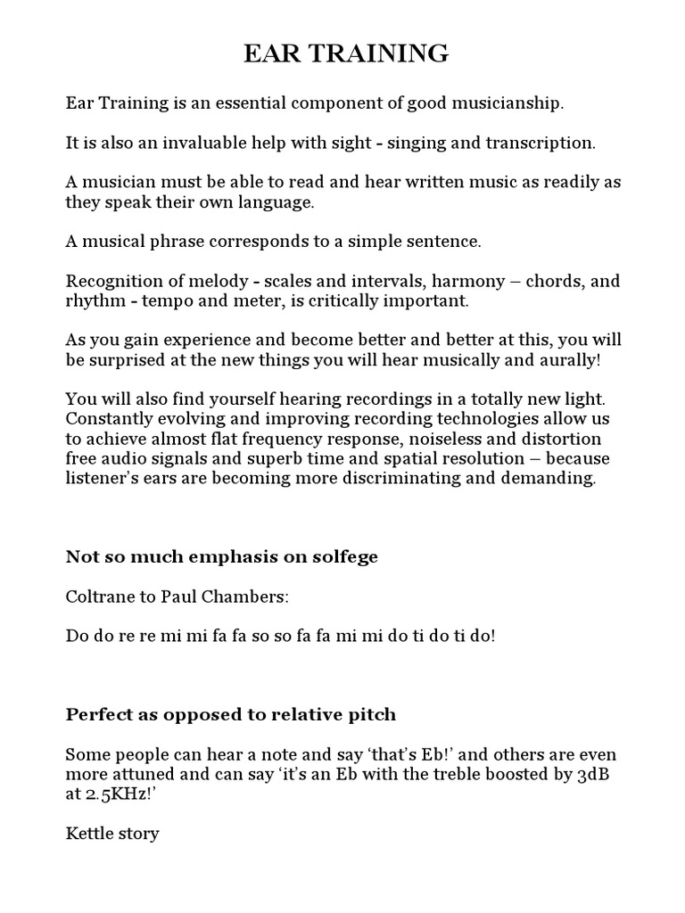 Ear Training | PDF | Chord (Music) | Pitch (Music)