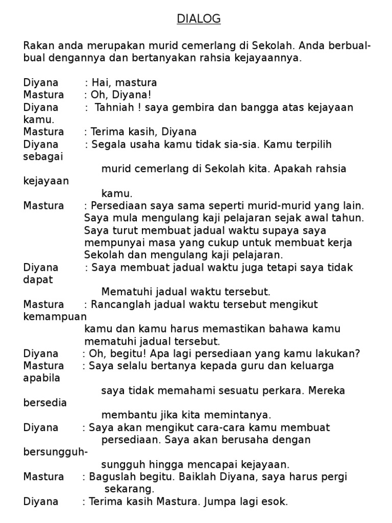 Contoh Karangan Dialog | PDF