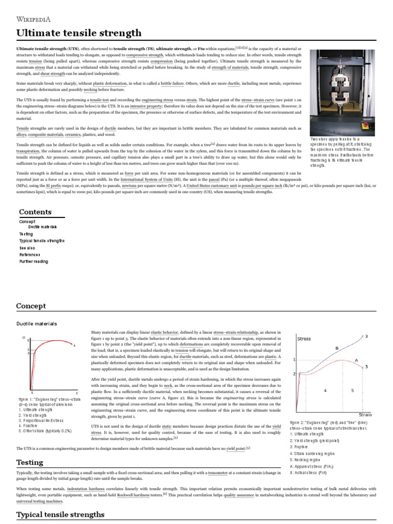 Ultimate Tensile Strength - Wikipedia PDF | PDF | Ultimate Tensile ...