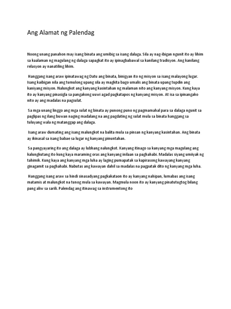 Ang Alamat NG Palendag | PDF